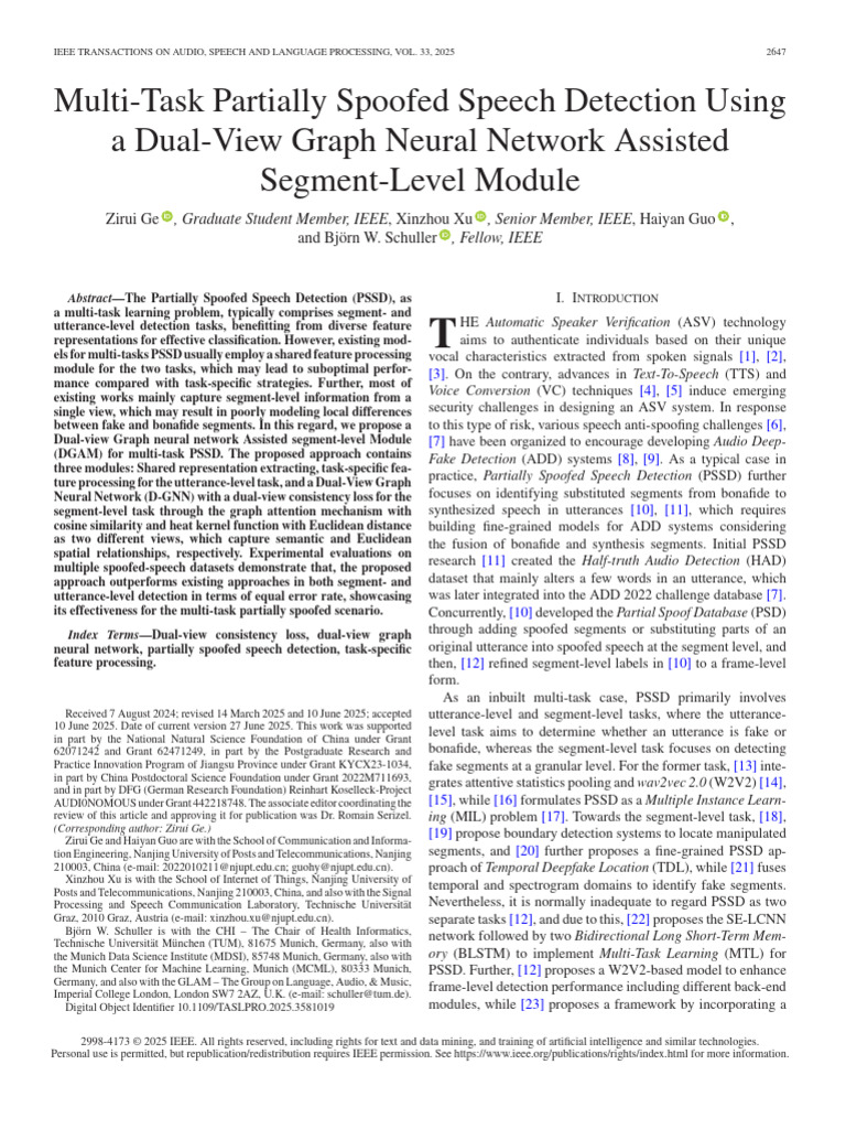 Multi-Task Partially Spoofed Speech Detection Using A Dual-View Graph ...
