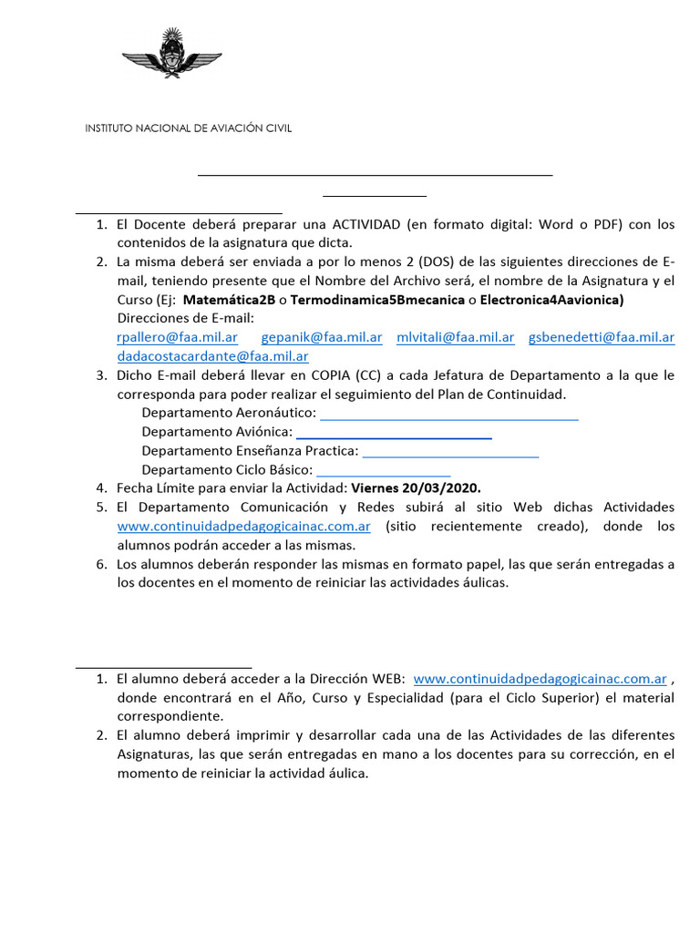 Instructivo Plan de Continuidad Pedagogic | PDF