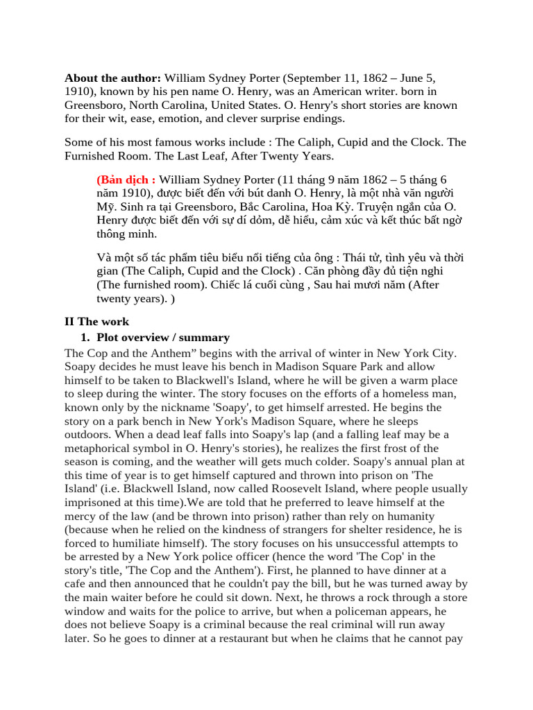 The Cop and The Anthem | PDF