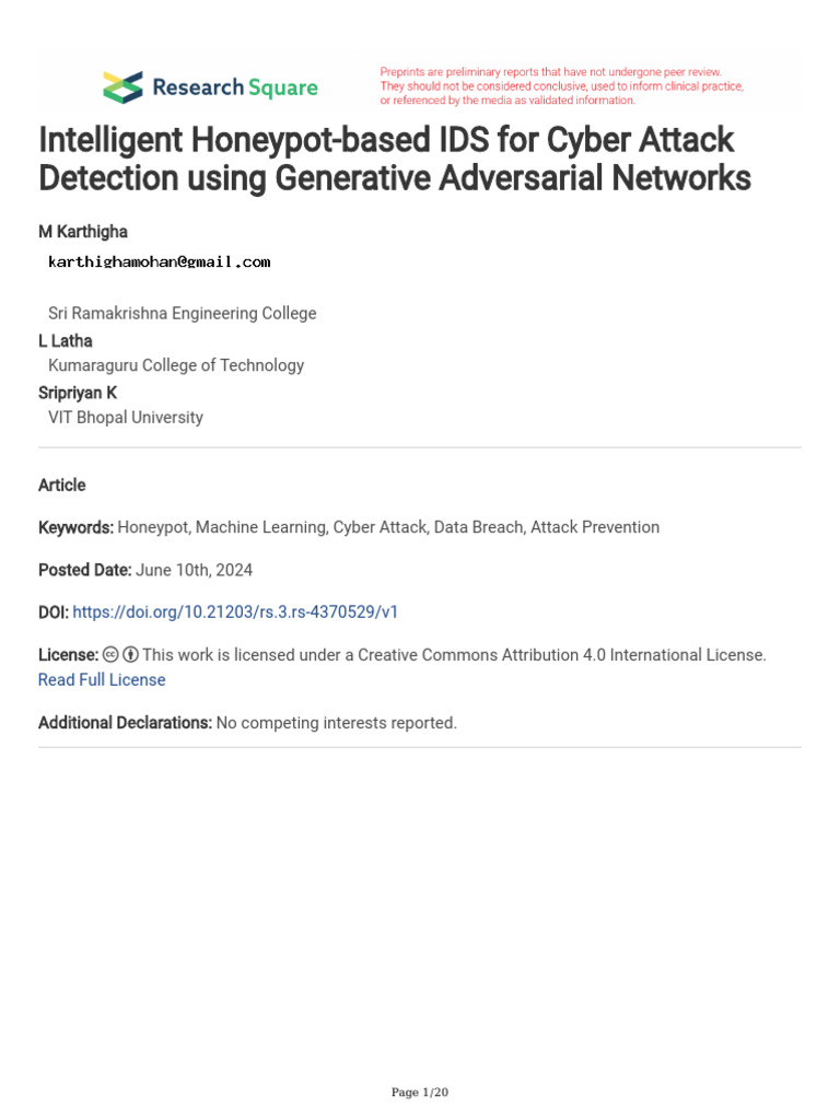 Intelligent Honeypot-Based IDS For Cyber Attack de | PDF | Machine ...