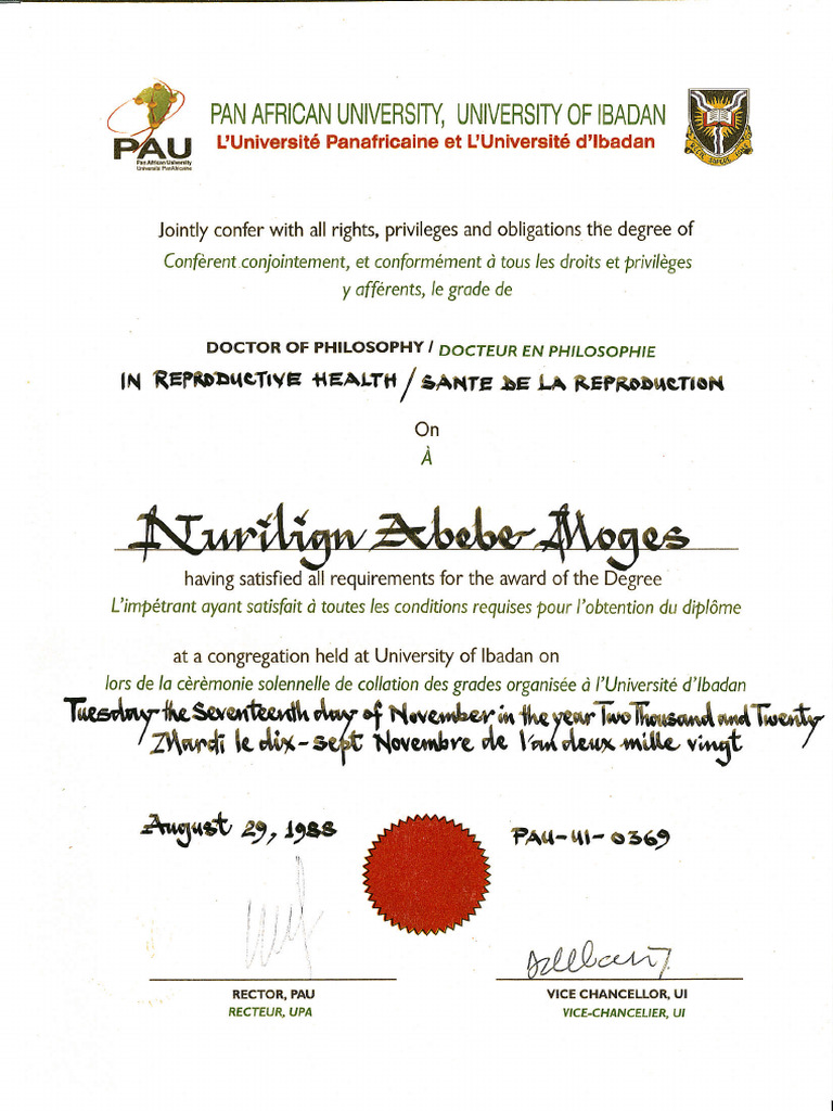 Nurilign PHD Original Degree Front Page | PDF