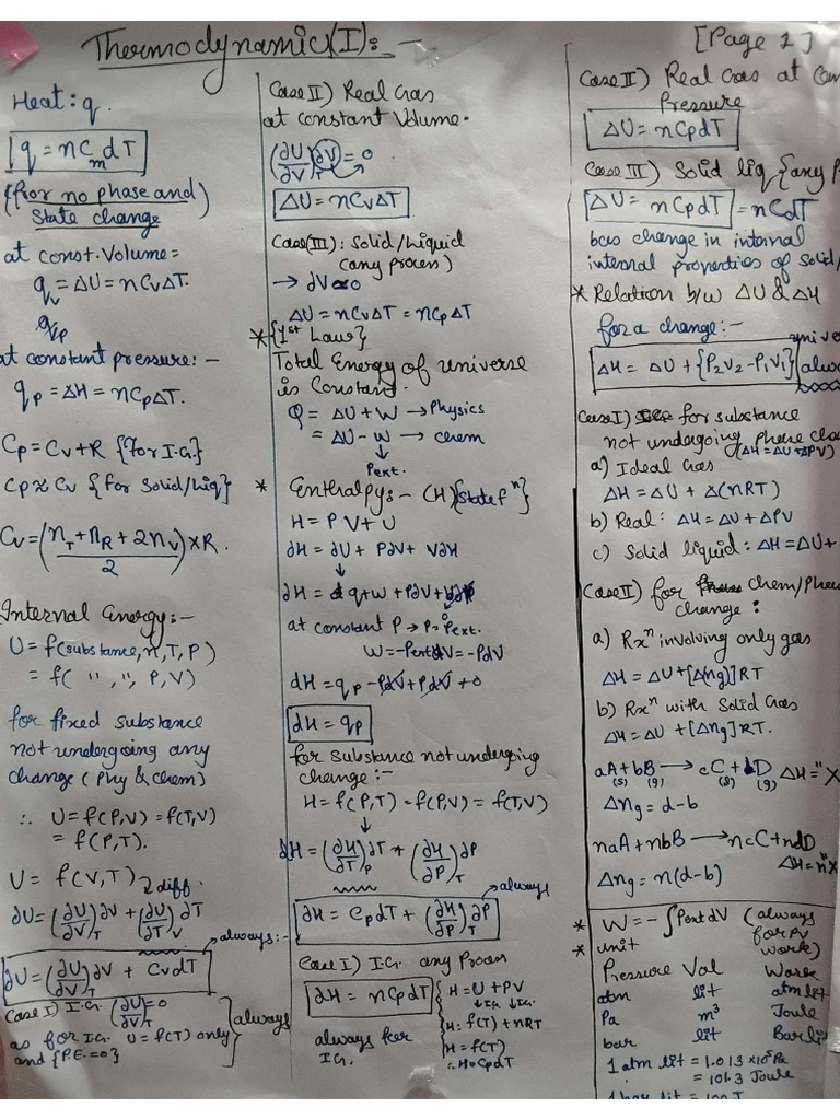 Thermodynamics 1 and 2 (Short Notes) | PDF