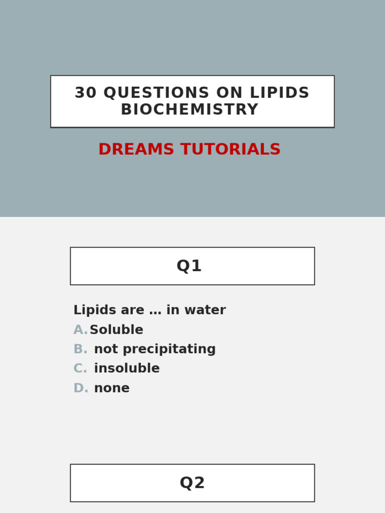 Lipid Quiz: 30 Key Questions | PDF | Lipid | Fatty Acid