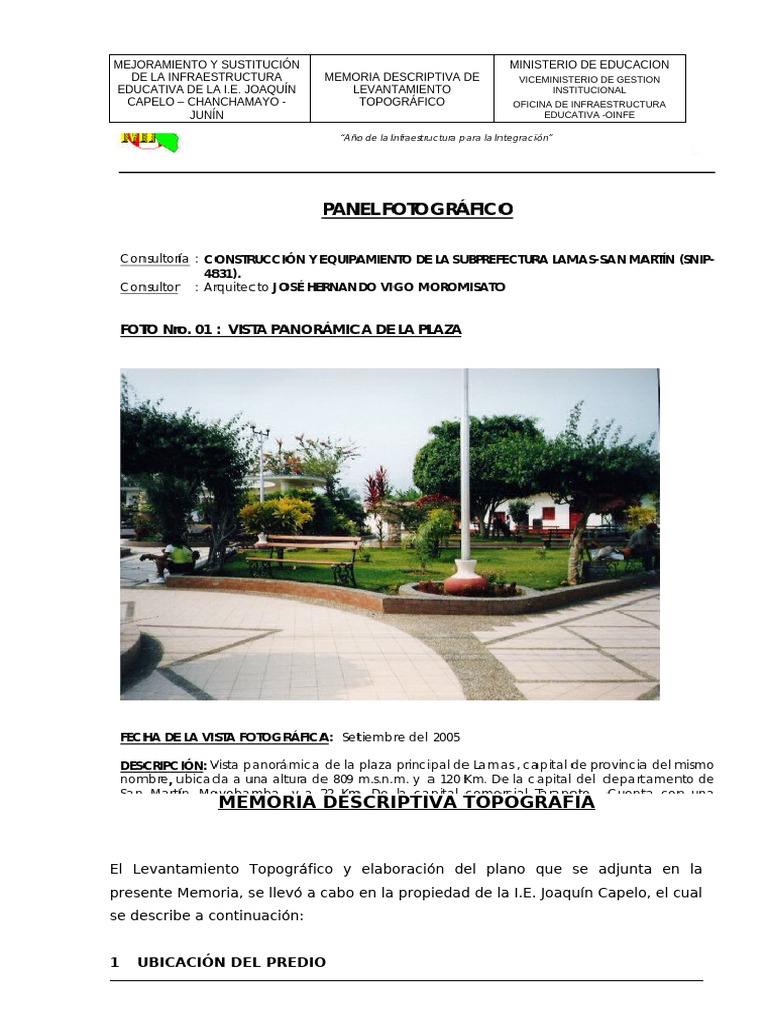 Levantamiento Topográfico I.E. Joaquín Capelo | PDF | Topografía ...