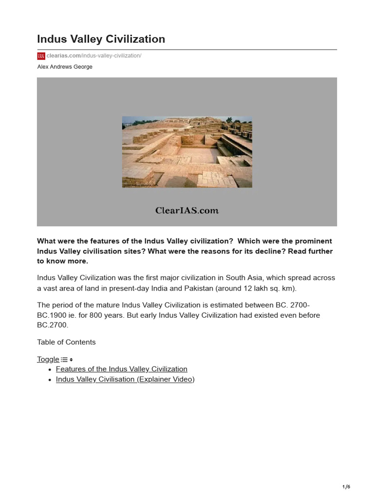 Indus Valley Civilization | PDF