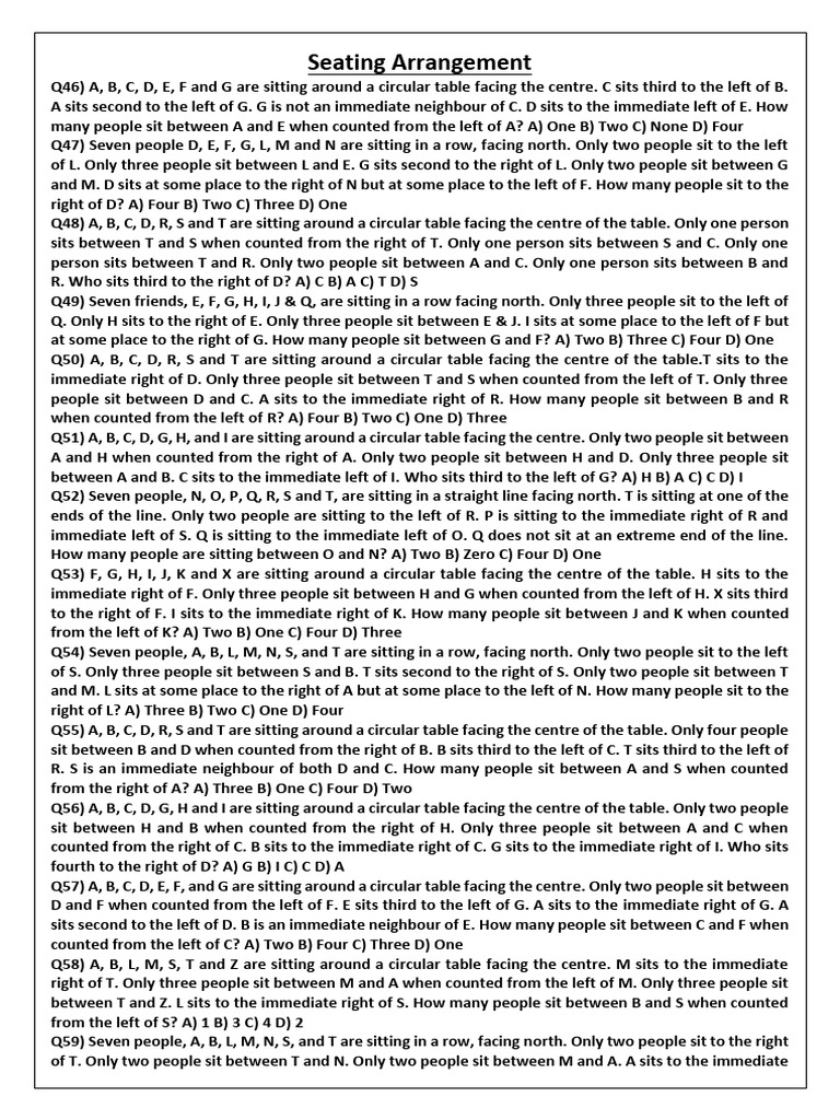 Seating Arrangement (46-60) RRB NTPC CBT 01 2025 Graduation Complete ...