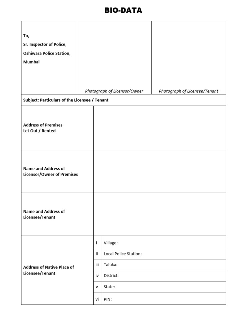Bio Data Format | PDF