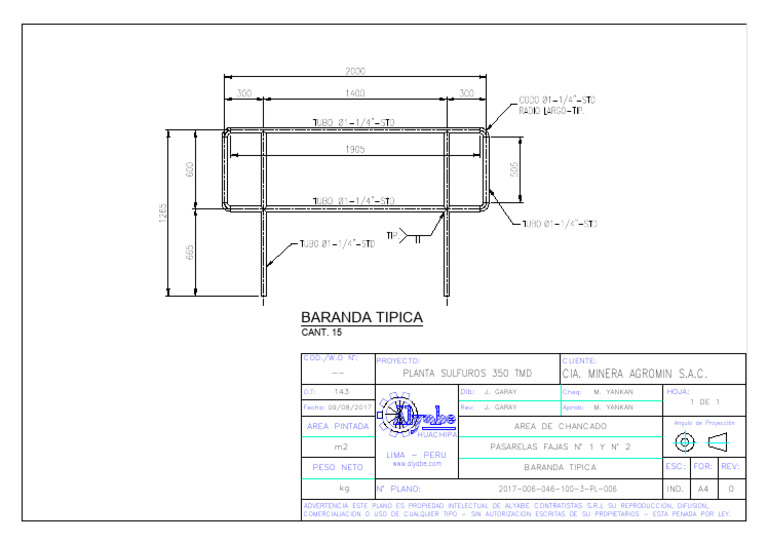 Plano de Baranda Típica para Proyecto Minero | PDF
