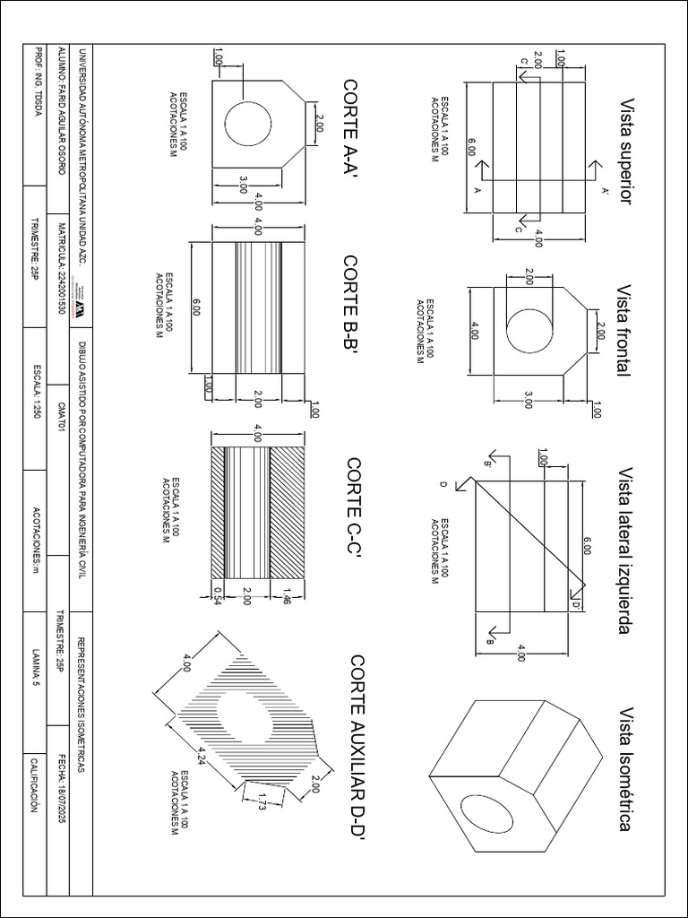Lamina 5 Isometricos | PDF | Dibujo técnico