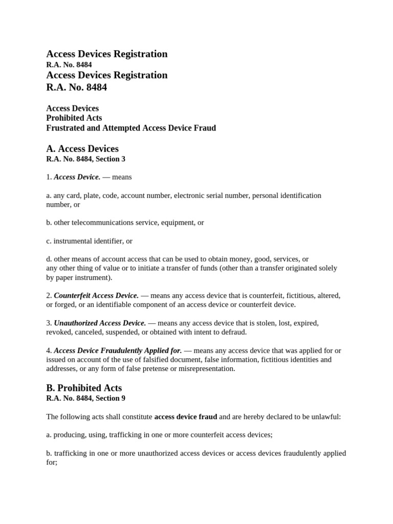 Access Device Fraud Overview and Laws | PDF | Credit Card | Fraud