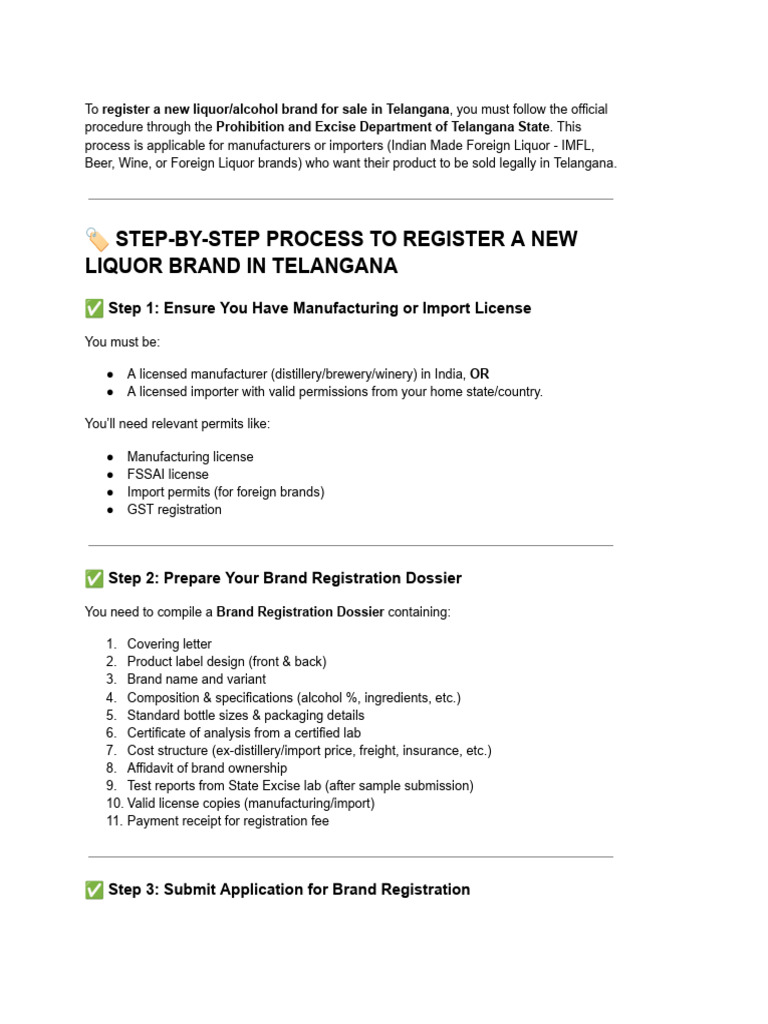 Registering Liquor Brands in Telangana | PDF | Prohibition | United ...