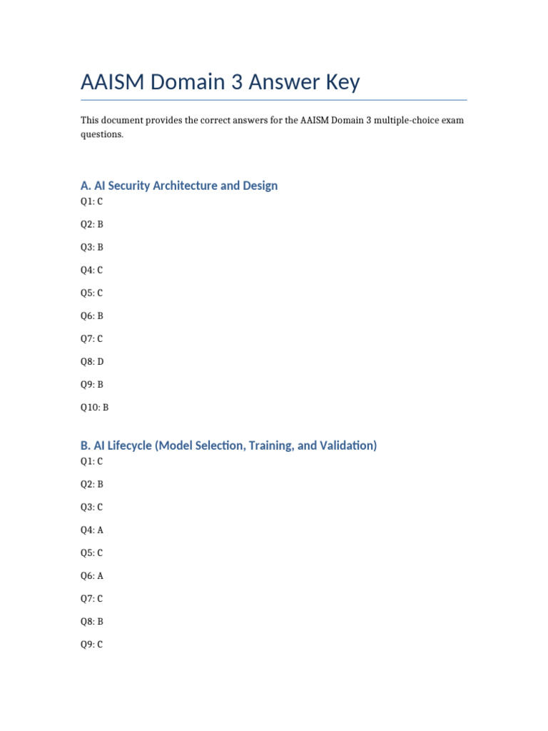AAISM Domain 3 Answer Key | PDF
