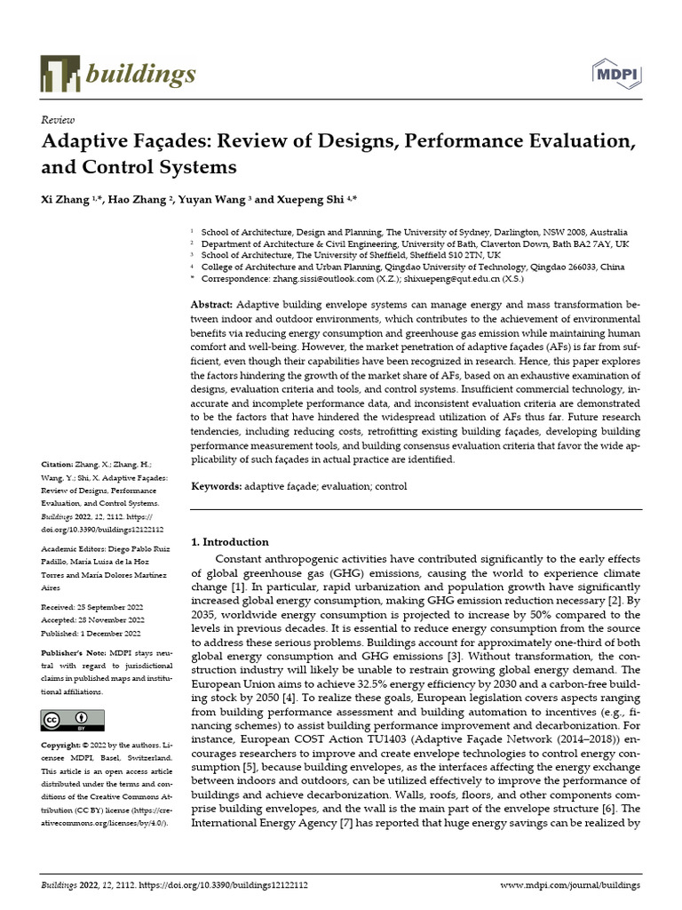 Adaptive Facades Review of Designs Performance Eva | PDF | Photovoltaics | Performance Appraisal