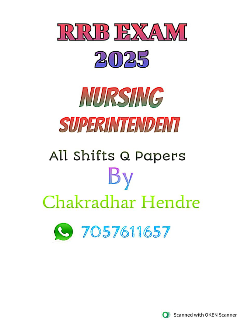 RRB Nursing Superintendent Question Papers | PDF