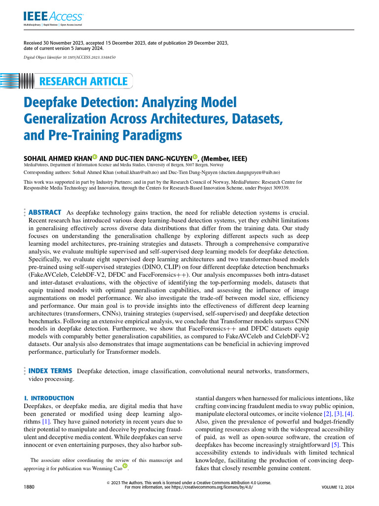 Deepfake Detection Analyzing Model Generalization Across Architectures Datasets and Pre-Training ...