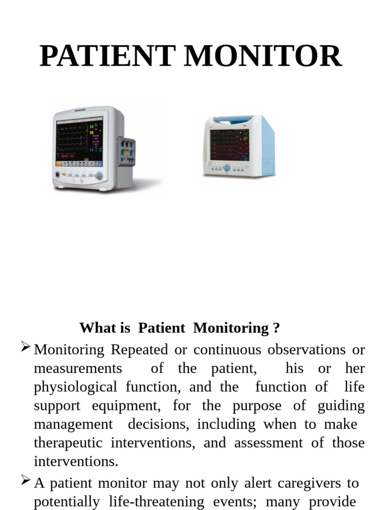 Patient Monitoring Overview and Safety | PDF | Monitoring (Medicine ...