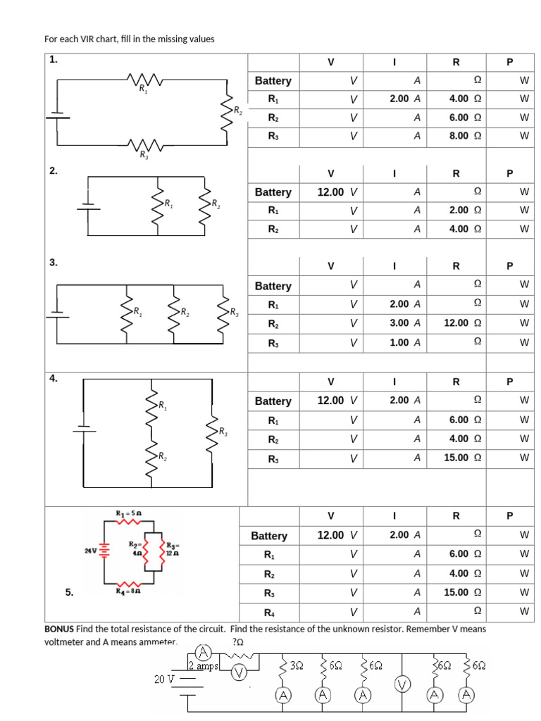 VIR Chart Completion Guide | PDF | Electrical Engineering | Electricity