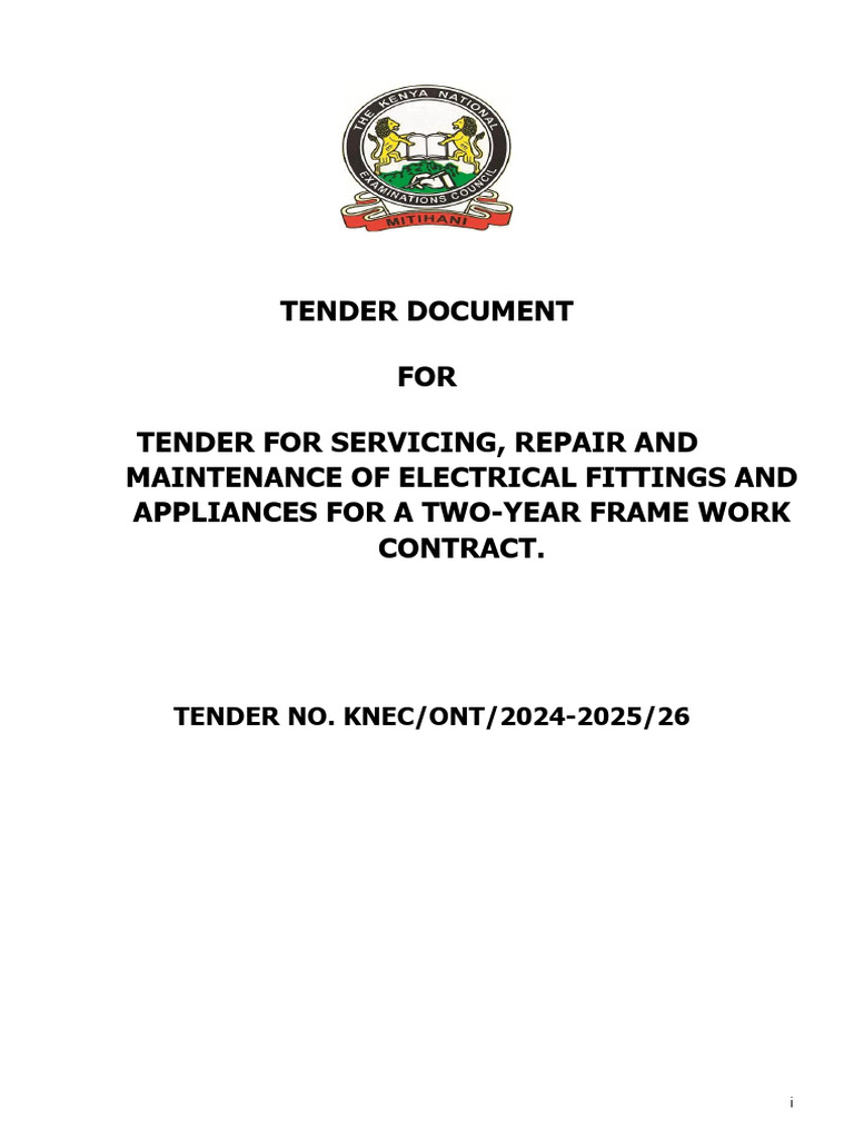 Tender Doc Maitenance of Electrical Fittings and Installation PDF | PDF | Joint Venture