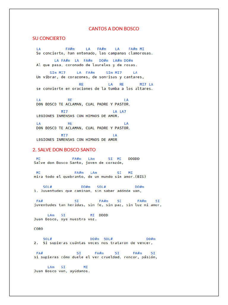Cantos A Don Bosco | PDF