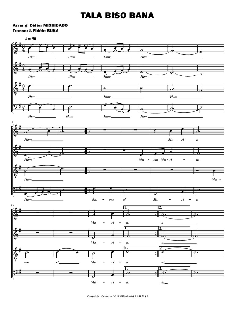 Tala Biso Bana - Arr. Didier Mishibabo - Couplets-1 | PDF