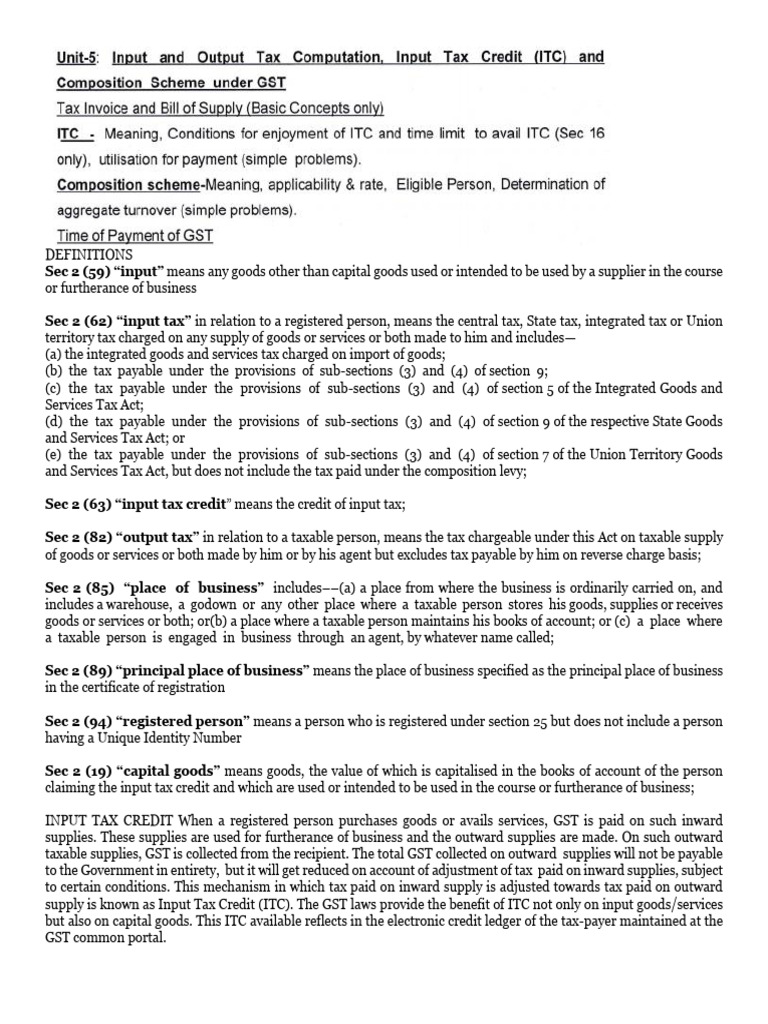 Understanding Input Tax Credit in GST | PDF | Taxes | Invoice