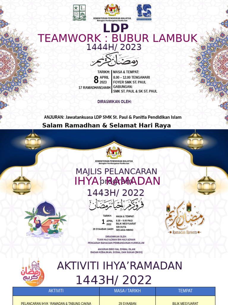 Banner Pelancaran Program Ihya Ramadan 1443h 2022 BPK Cikgu Diana | PDF