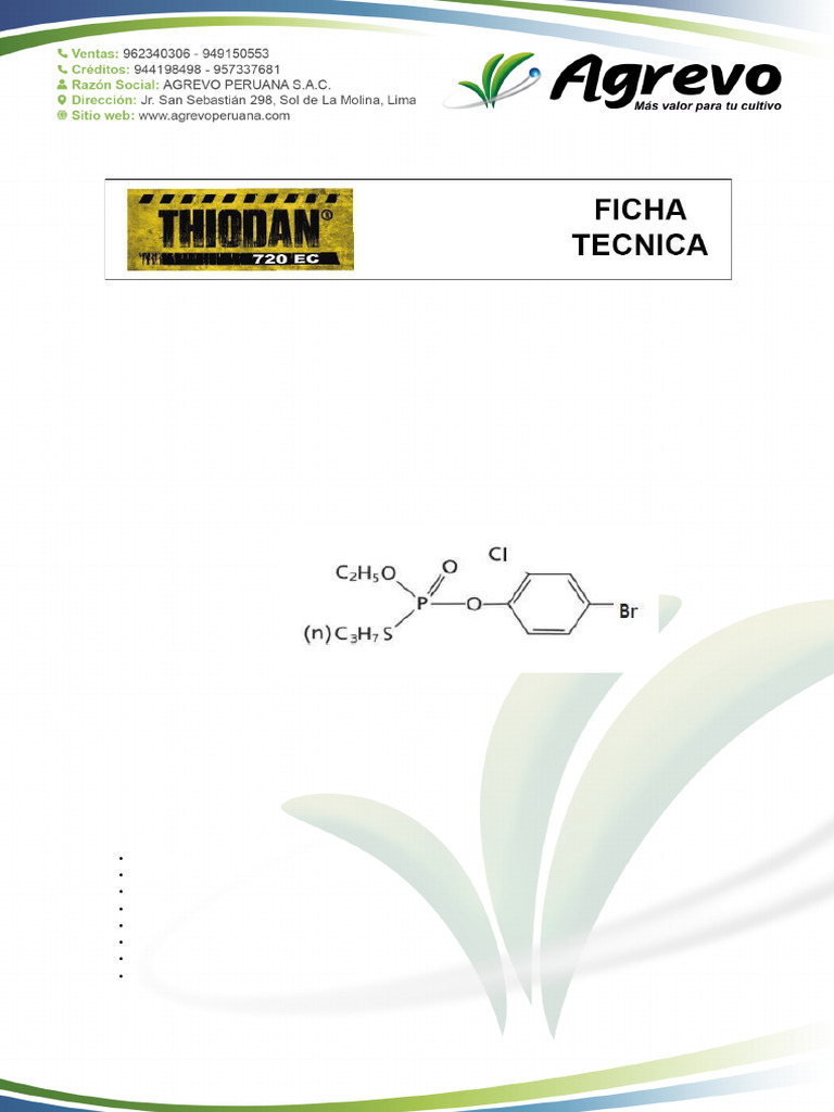 Thiodan 720 EC: Insecticida Efectivo | PDF | Insectos