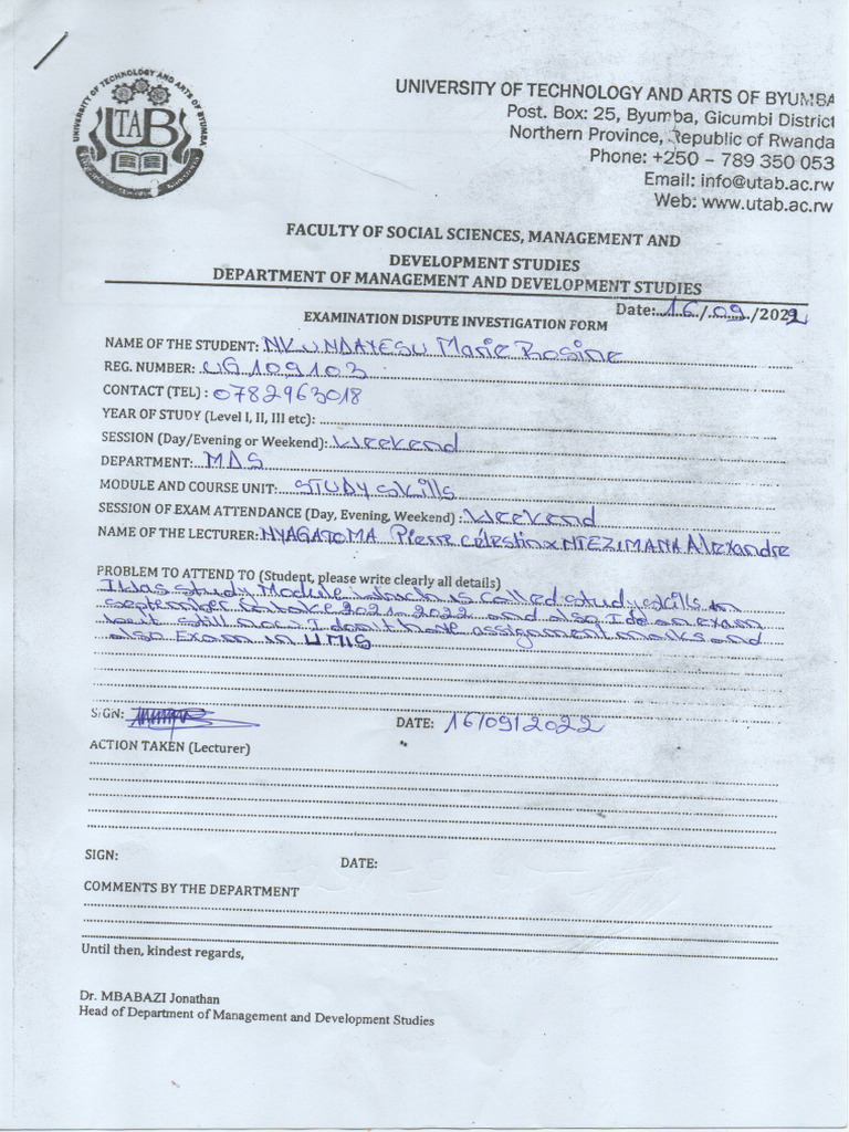 Examination Dispute Investigation Form | PDF