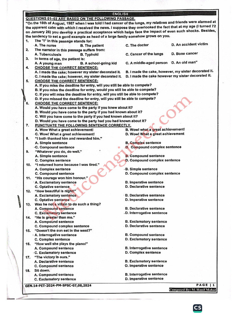 (Medicoengineer - Com) Unsolved+Solved SPSC GT 14 PET 2024 PM | PDF