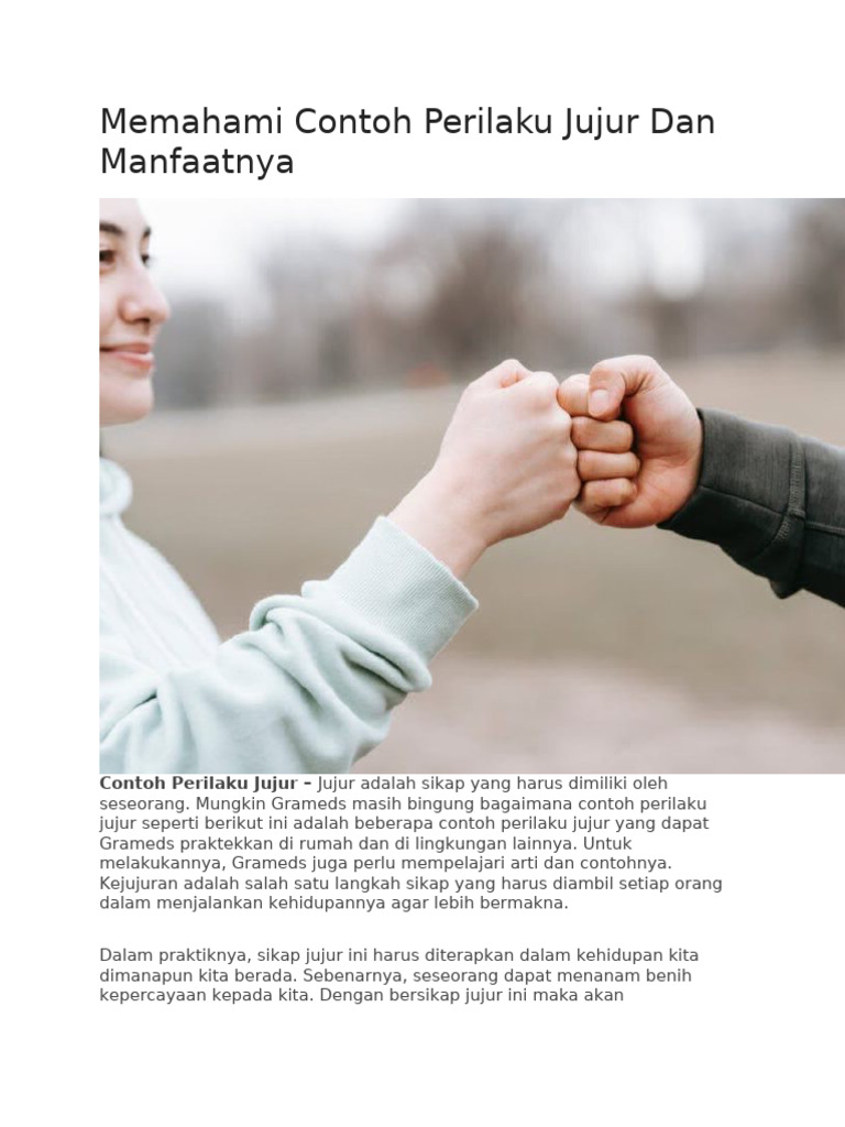 Contoh Perilaku Jujur dan Manfaatnya | PDF