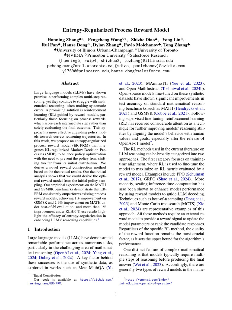 Entropy-Regularized Process Reward Model | PDF | Mean Squared Error ...