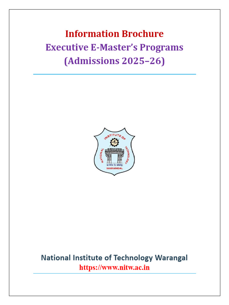 E-Masters Brochure NITW 2025-26 | PDF | Engineering | Learning
