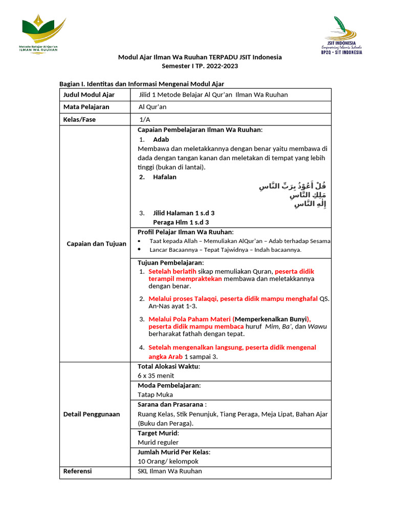 Contoh Modul Ajar IWR Edited | PDF