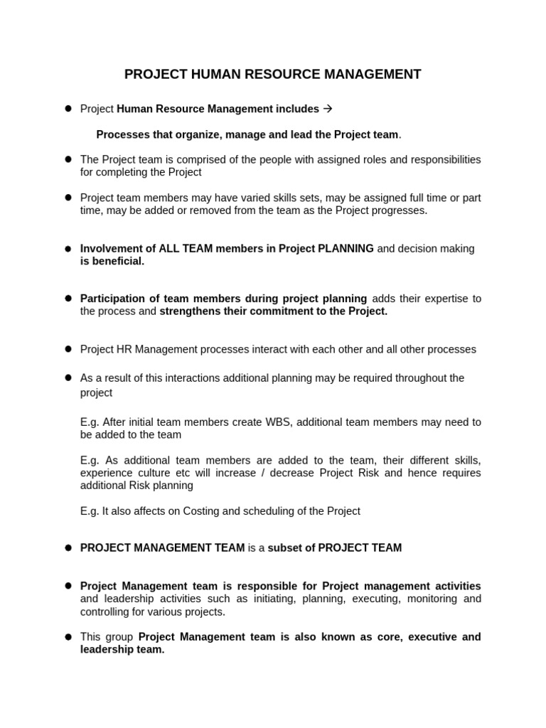 Project Human Resource Management (9!1!18) | PDF | Project Management ...