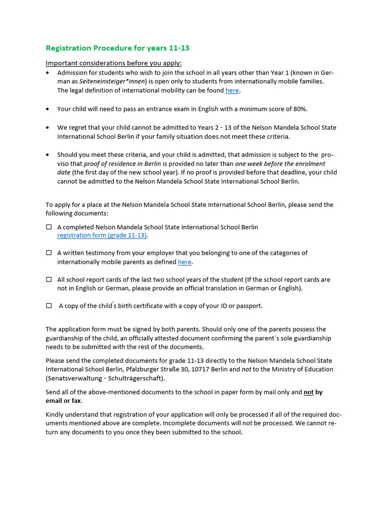 Registration Guide for Years 11-13 | PDF | Government And Personhood