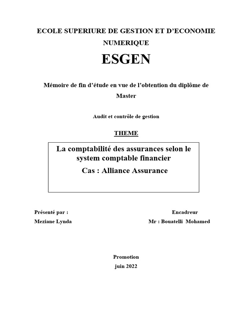 La Comptabilité Des Assurances Selon Le System Comptable Financier ...