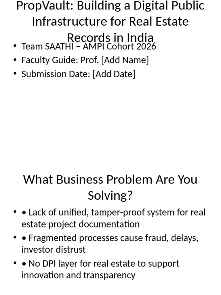 PropVault ALP Presentation ISB AMPI2026 | PDF