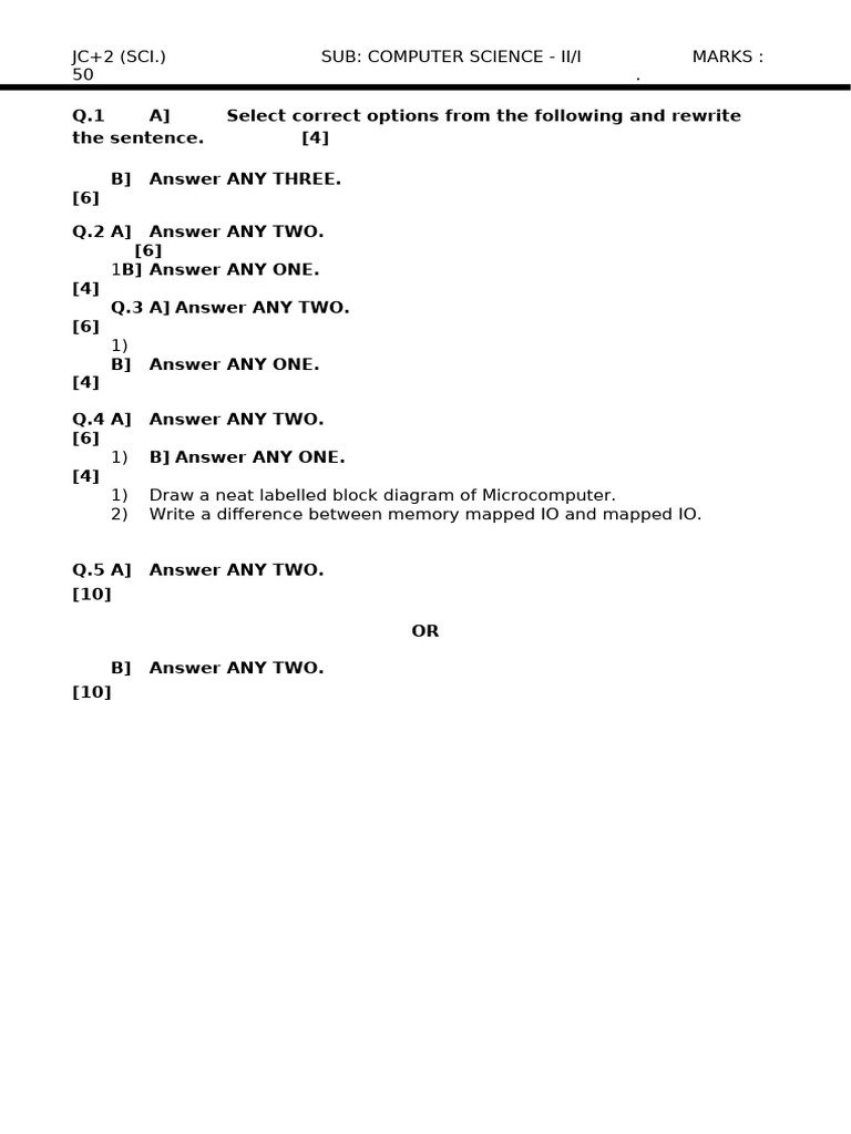 Computer Science Exam Paper Format | PDF