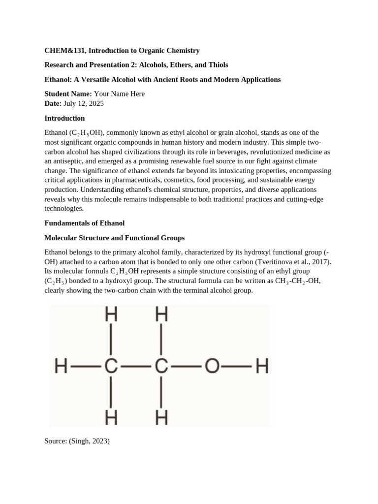 CHEM&131, Introduction To Organic Chemistry | PDF | Ethanol | Chemical Polarity