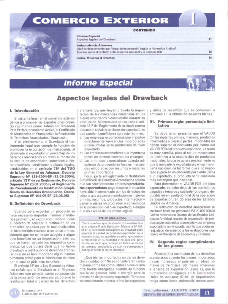 08 Ago 07 - 1aq Aspectos Legales Drawback | PDF