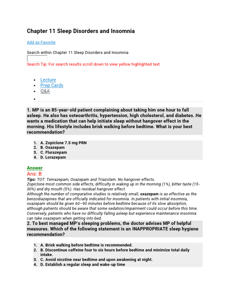 Sleep Disorders and Insomnia Management | PDF | Insomnia | Benzodiazepine