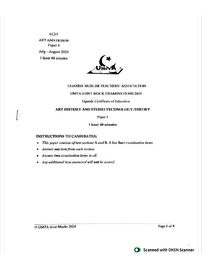 Art and Design Theory Paper 1 | PDF