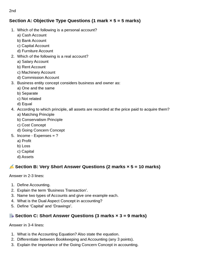 Accounting Concepts and Questions Guide | PDF