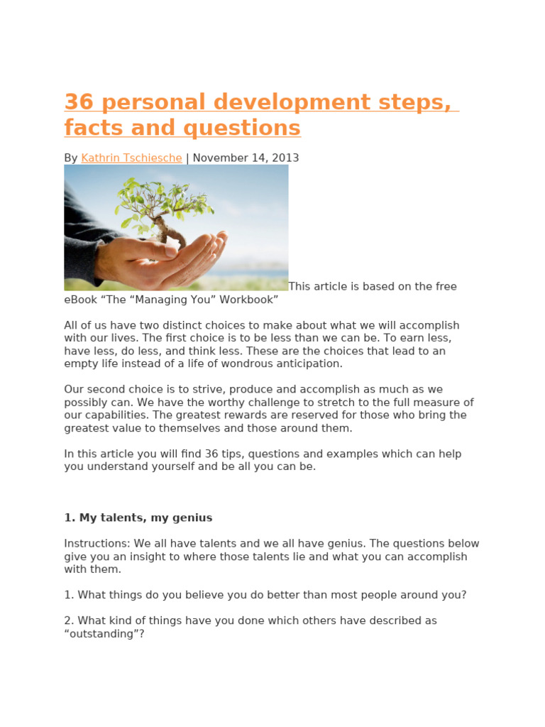 36 Personal Development Steps | PDF | Behavioural Sciences | Cognition
