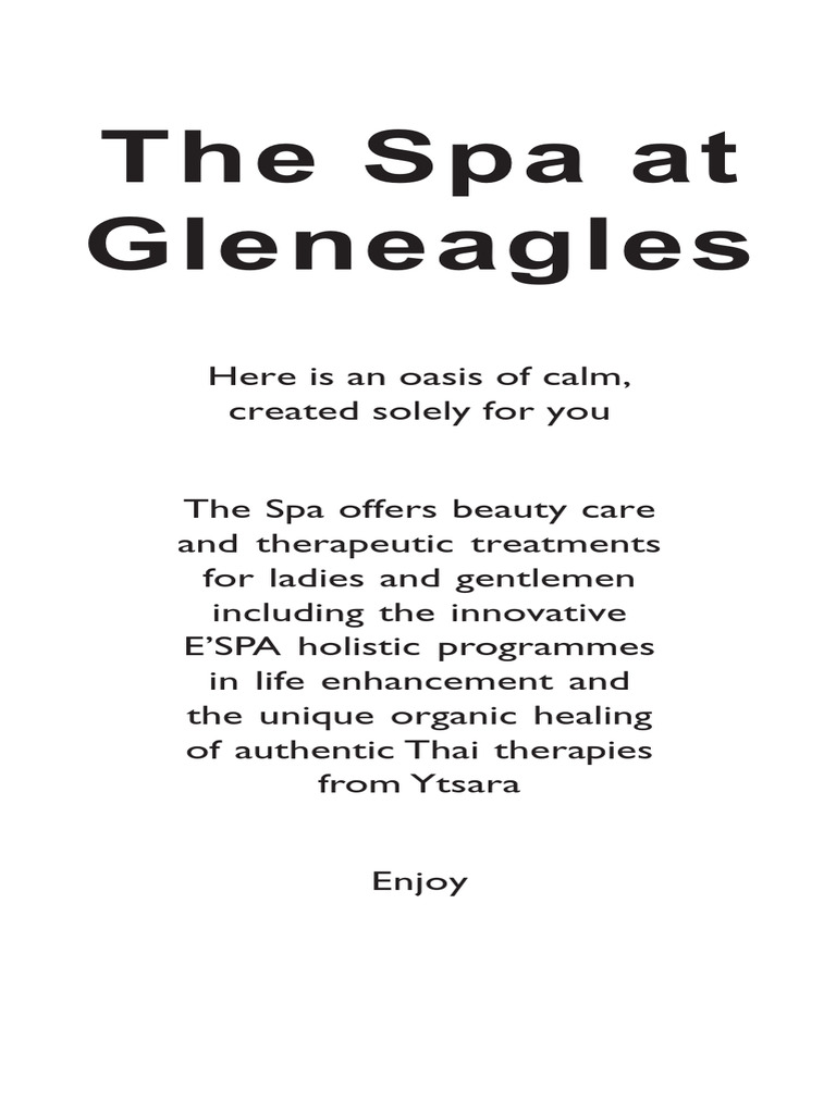 Gleneagles Spa Treatment Overview | PDF | Massage