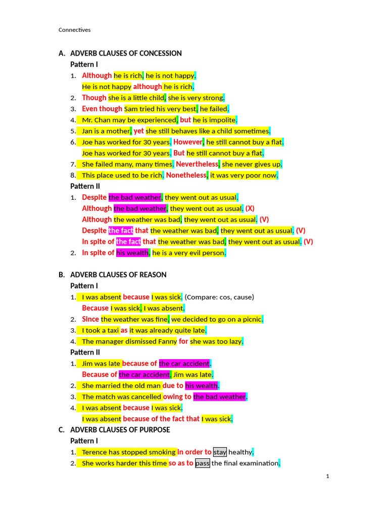 Adverb Clauses of Concession+ | PDF | Syntax