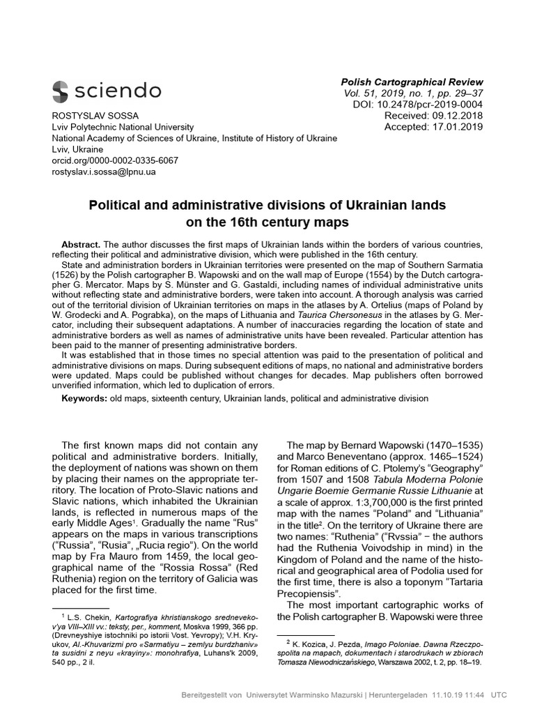 16th Century Maps of Ukrainian Lands | PDF | Cartography | Geography
