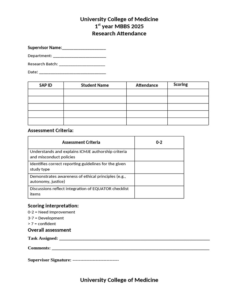 1st Year Research Attendance 2025 | PDF | Cognition