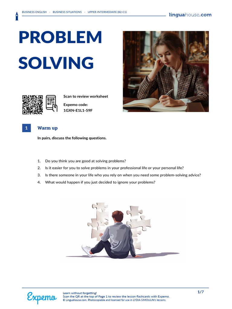 Problem Solving British English Student B2 C1 | PDF | Cognition | Learning