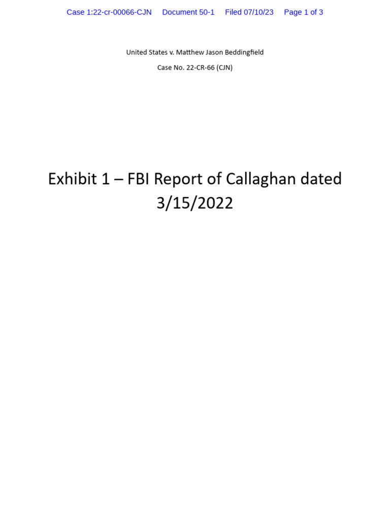 Officer David Callaghan Interview Re Matthew Jason Beddingfield | PDF